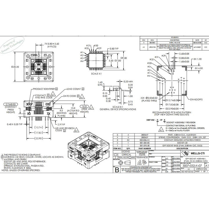 WELLS-CTI 测试座 3007-032-X-07 9*9 间距0.8【图片 价格 品牌 报价】-京东