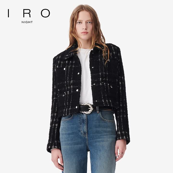 IRO NIGHT 小香风外套长袖短款衬衫领大格纹法式轻奢24秋季新款 经典黑 38【图片 价格 品牌 报价】-京东