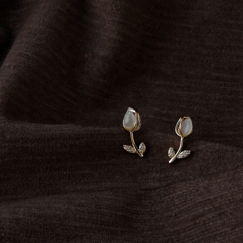 【省61元】茉妃银耳饰_MOEFI 茉妃 MOFEI 郁金香猫眼石耳钉锆石925银针温柔气质轻奢新款女日韩简约耳饰多少钱-什么值得买